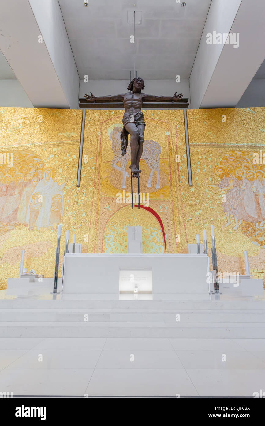 Sanctuary of Fatima, Portugal. Basilica of Most Holy Trinity altar ...
