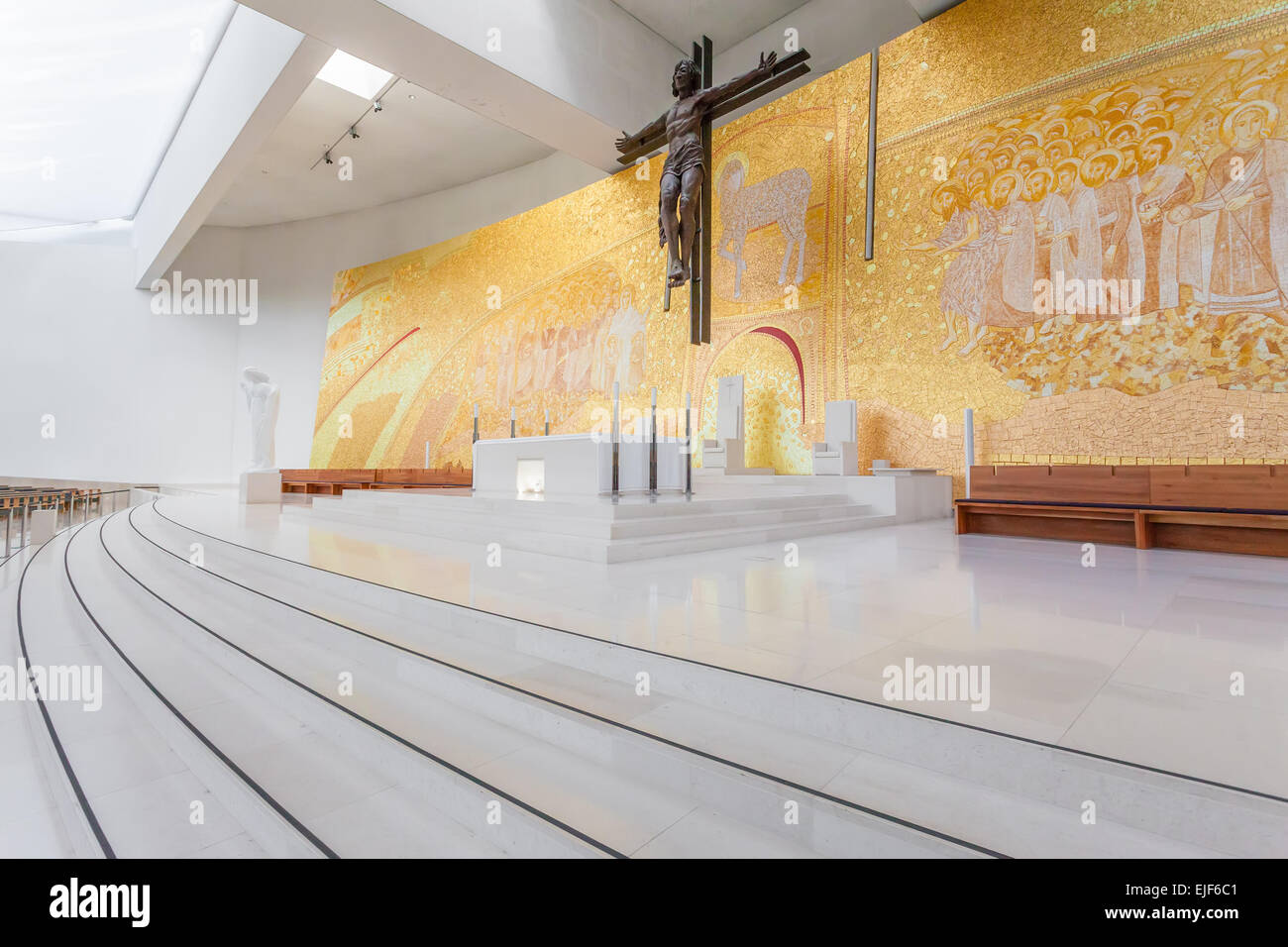 Sanctuary of Fatima, Portugal. Basilica of Most Holy Trinity altar ...
