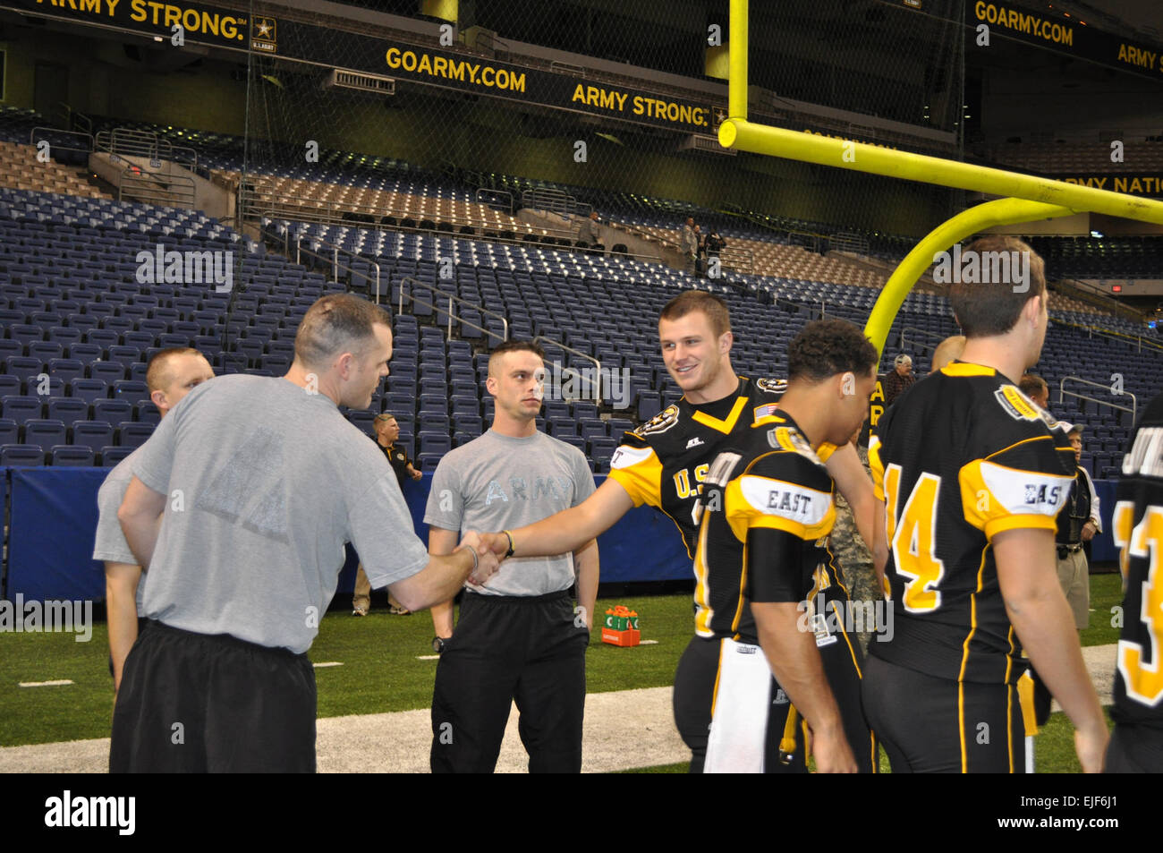 The Recruiter of the Year, SSG Bobby Stepro greets an All-American Bowl ...