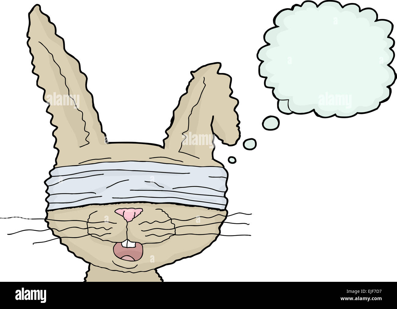 Thinking bunny with blindfold and bent ear Stock Photo - Alamy