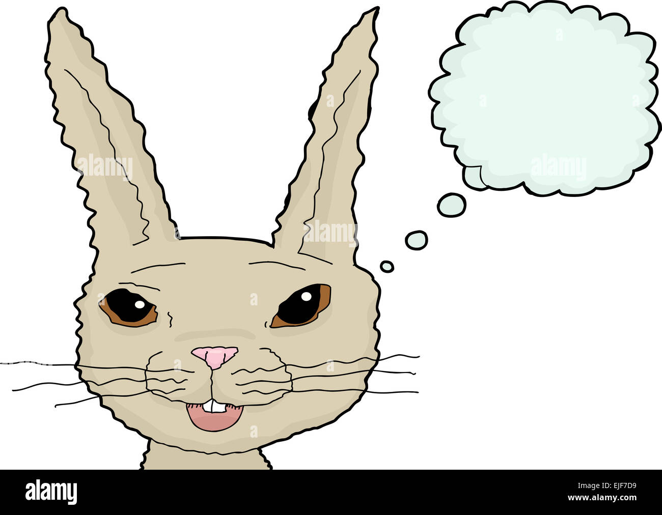 Isolated cartoon thinking bunny with happy expression Stock Photo - Alamy