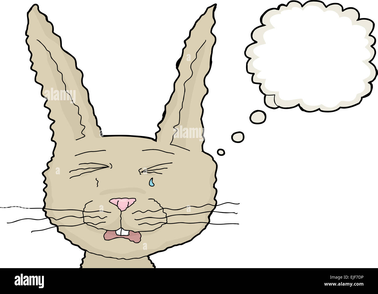 Isolated crying rabbit illustration with thought bubble Stock Photo - Alamy