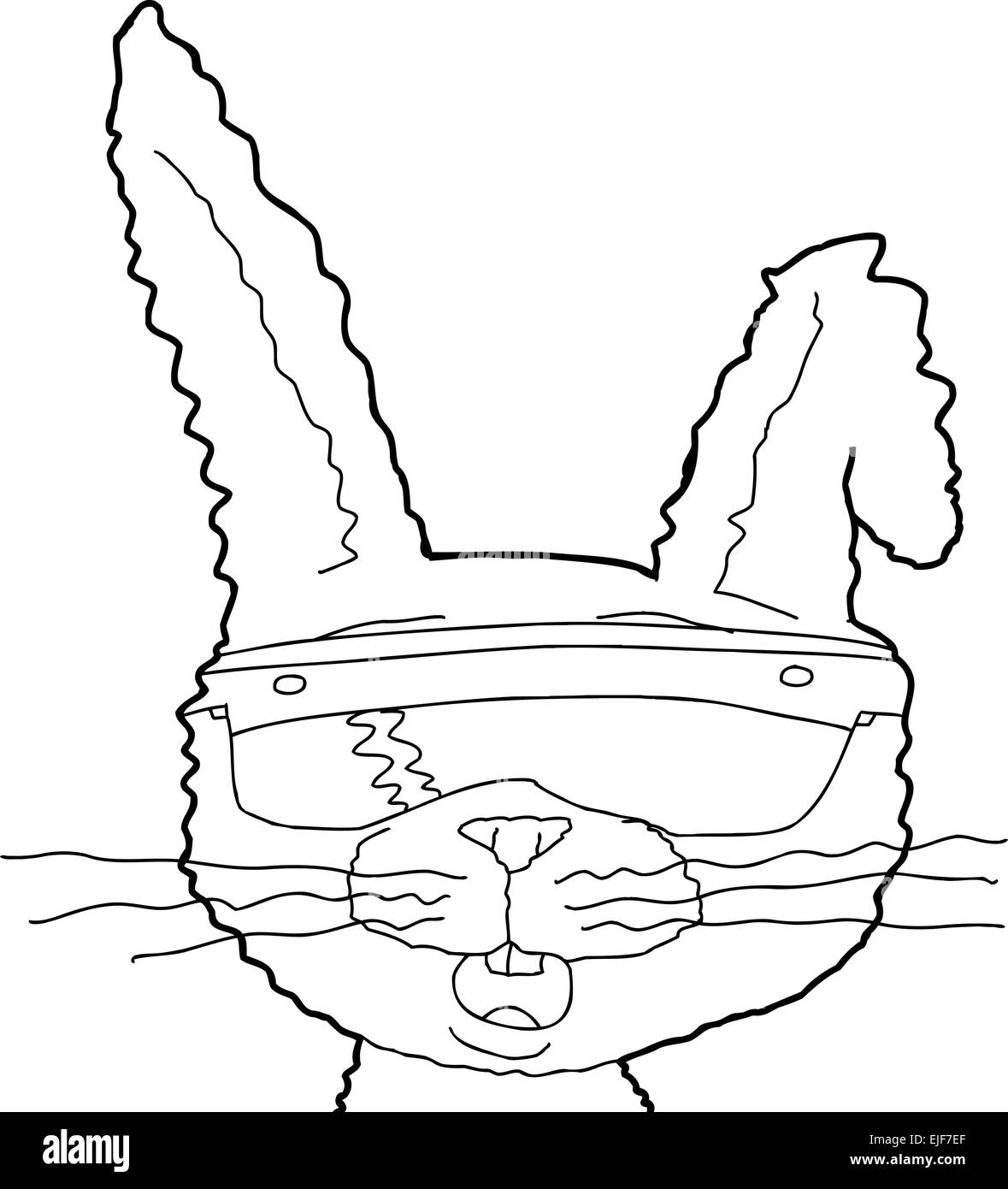 One outlined rabbit amazed with virtual reality Stock Photo - Alamy