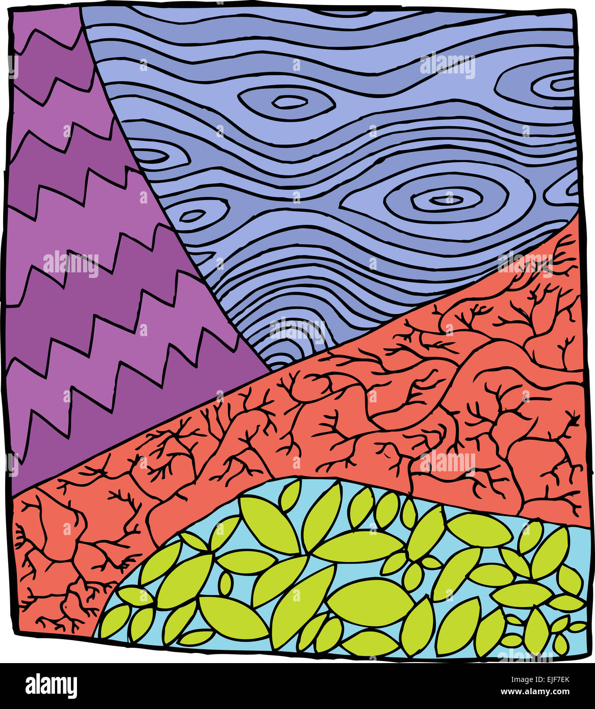 Hand drawn zentangle design with tree symbols Stock Photo - Alamy