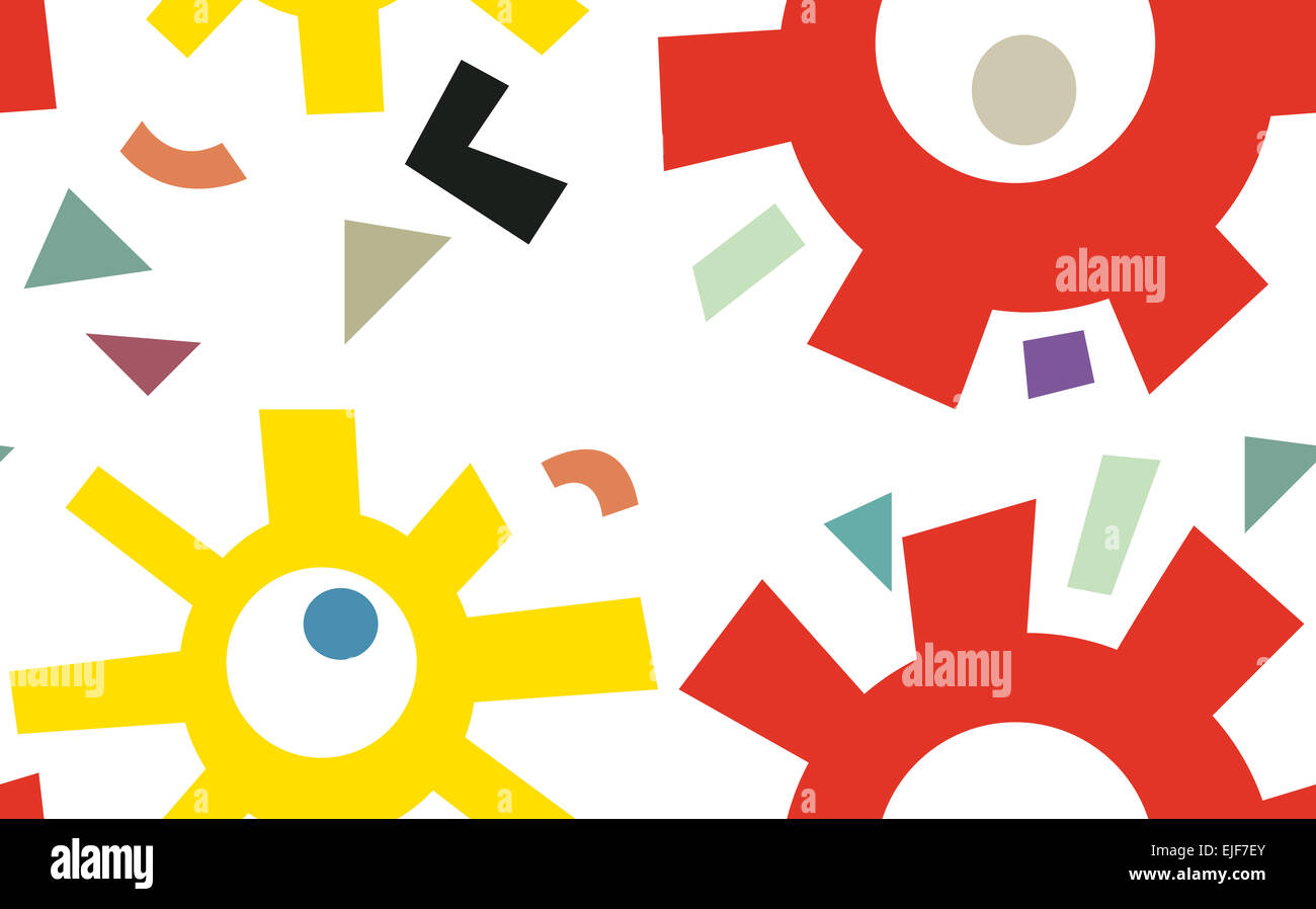 Seamless abstract red and yellow gear shapes pattern Stock Photo - Alamy