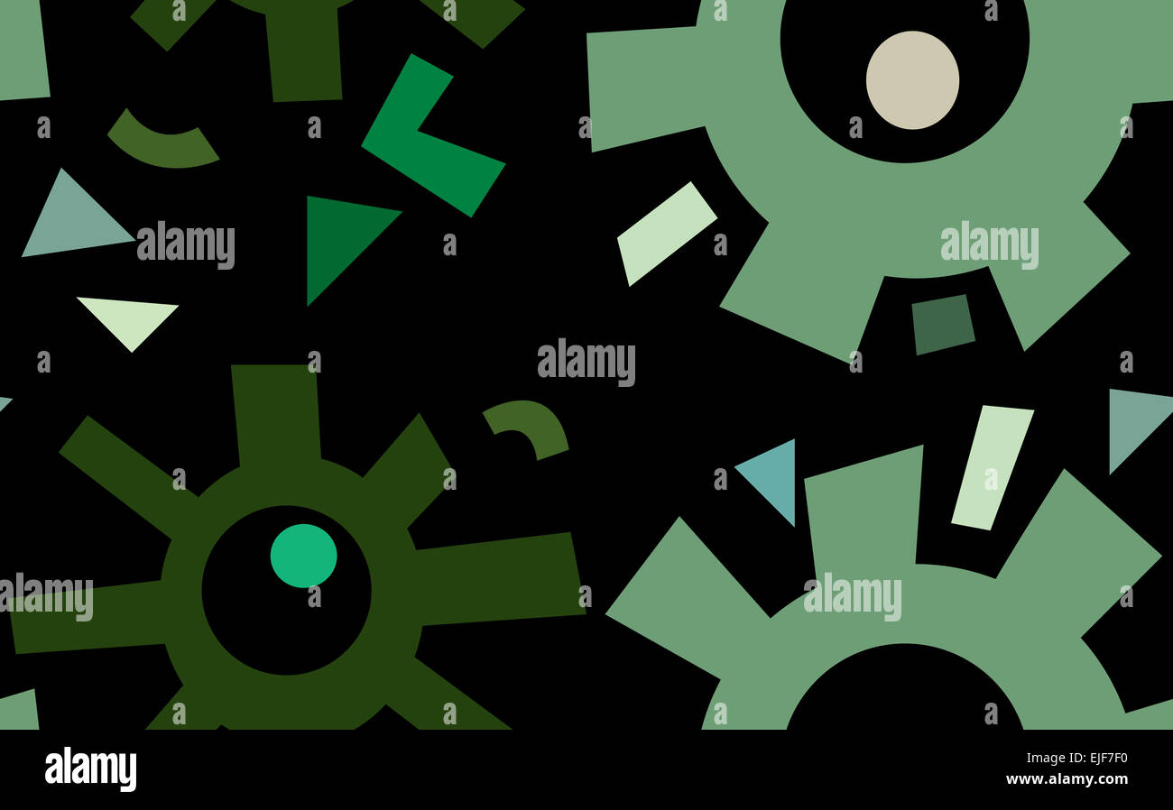 Seamless pattern of abstract green gears over black Stock Photo - Alamy