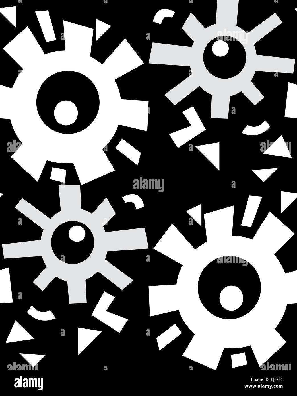Seamless white abstract gears over black background Stock Photo - Alamy