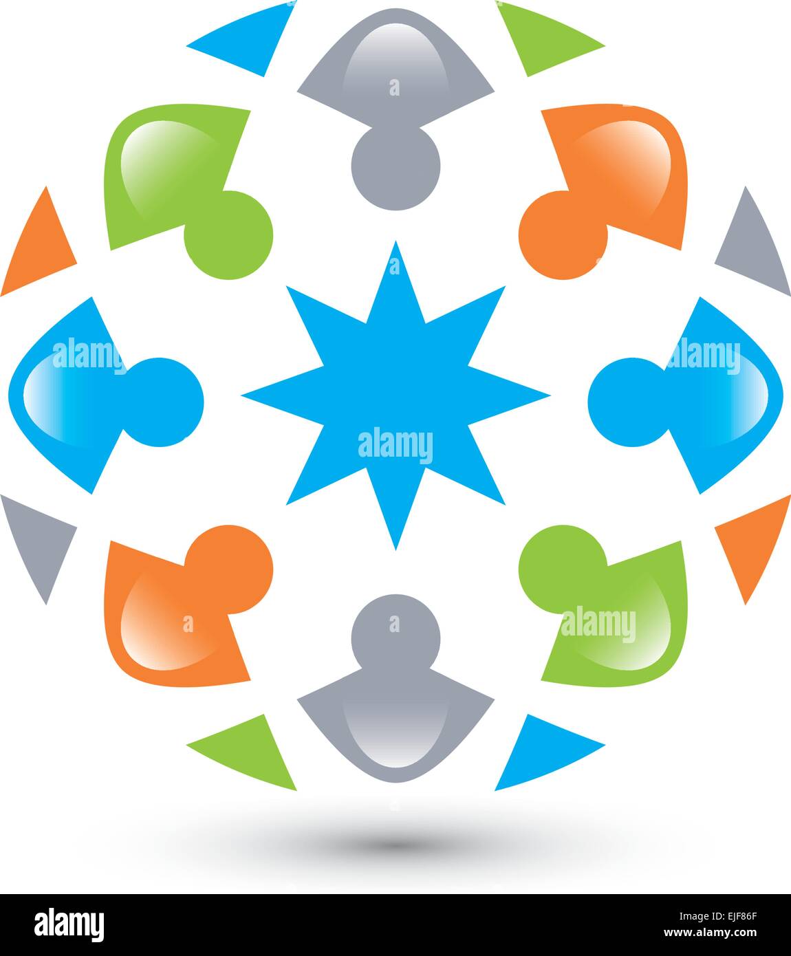 Teamwork, cooperation and people. People Connected Symbols Stock Vector ...