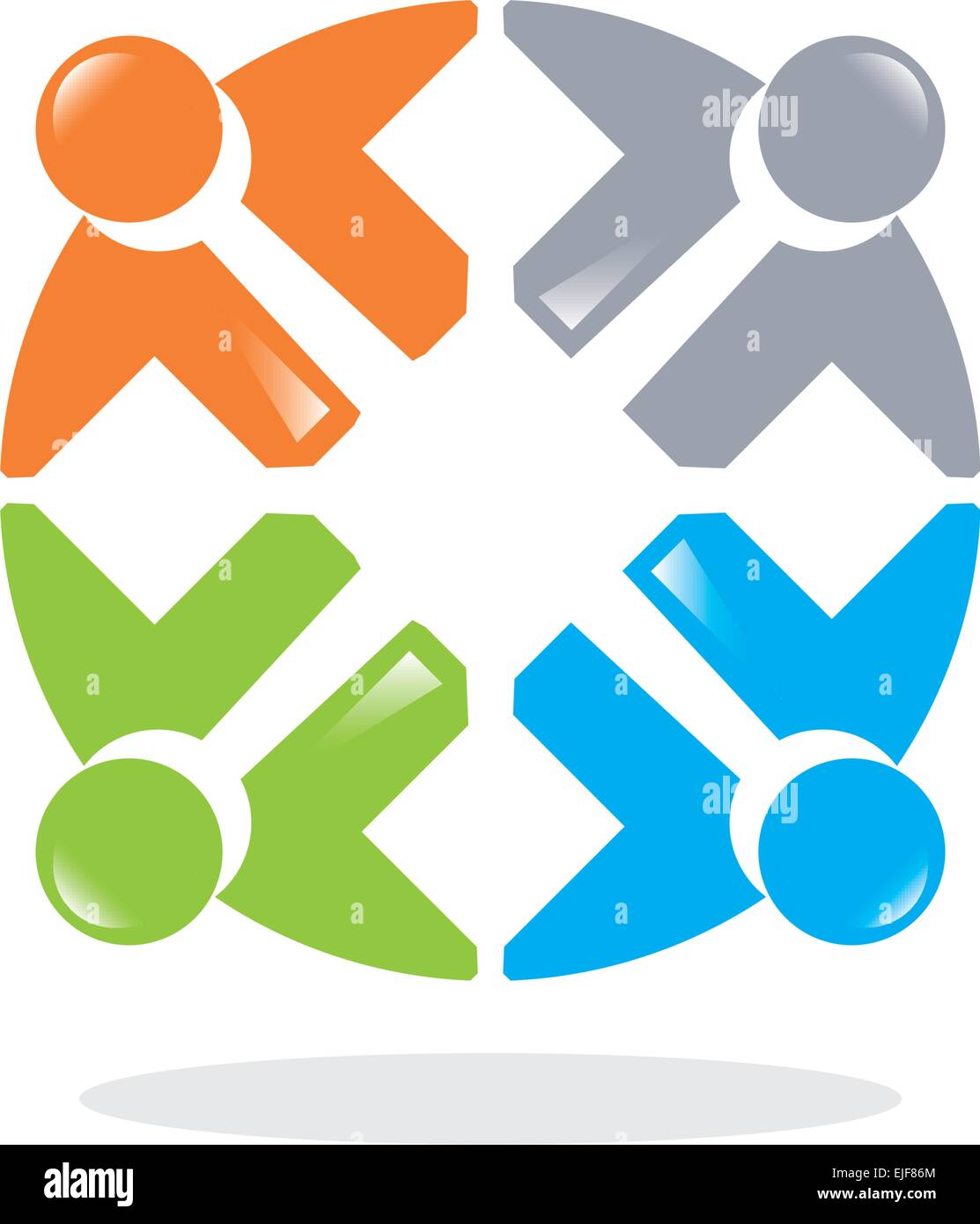 Teamwork, cooperation and people. People Connected Symbols Stock Vector ...