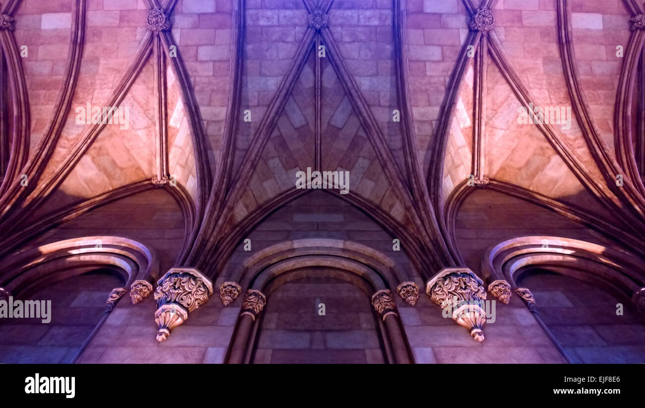 interior of a Romanesque castle at night Stock Photo - Alamy