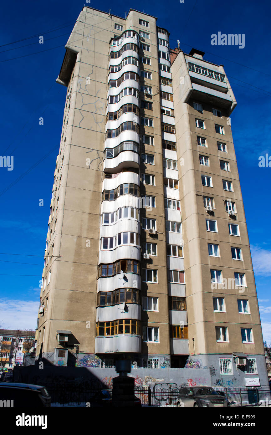 Old style tenement building blocks fight the sky for prominence Stock ...