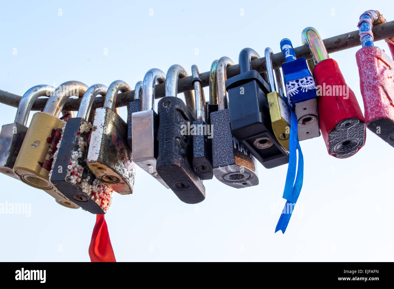 Padlocks are a symbol of love locked on a bridge Stock Photo - Alamy