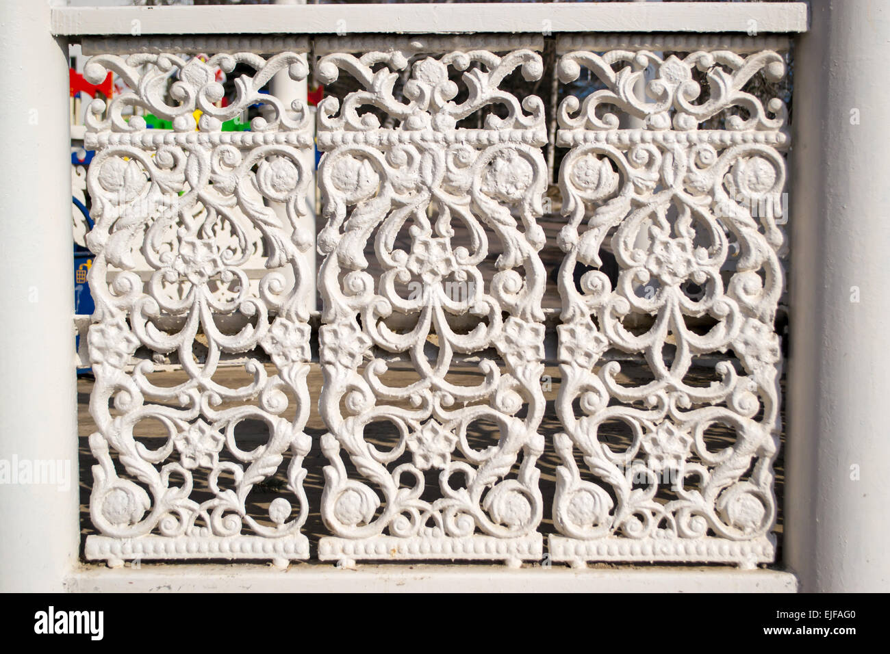 White painted cast iron details as an urban decoration Stock Photo - Alamy