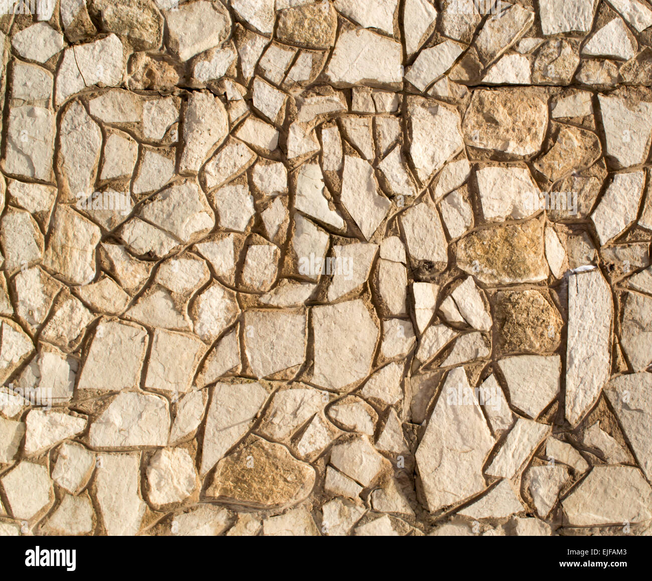 A commercially built brick wall with rocks and traditional cement Stock ...