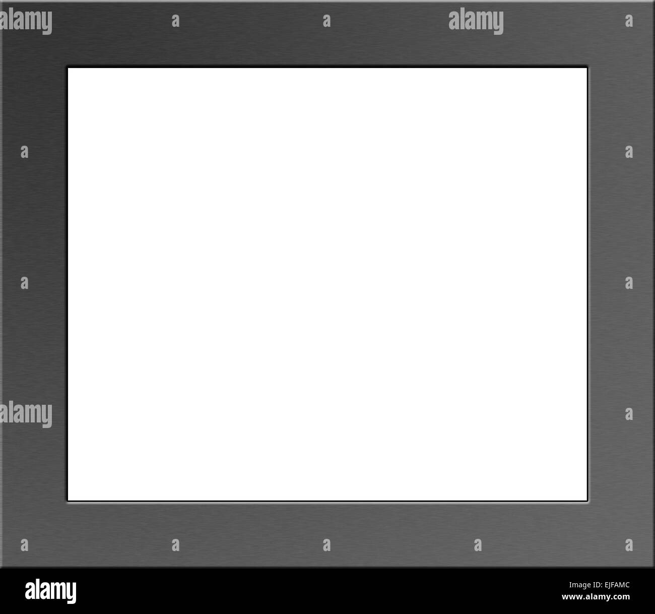 A metal photograph frame in brushed metal on white and with shadow ...
