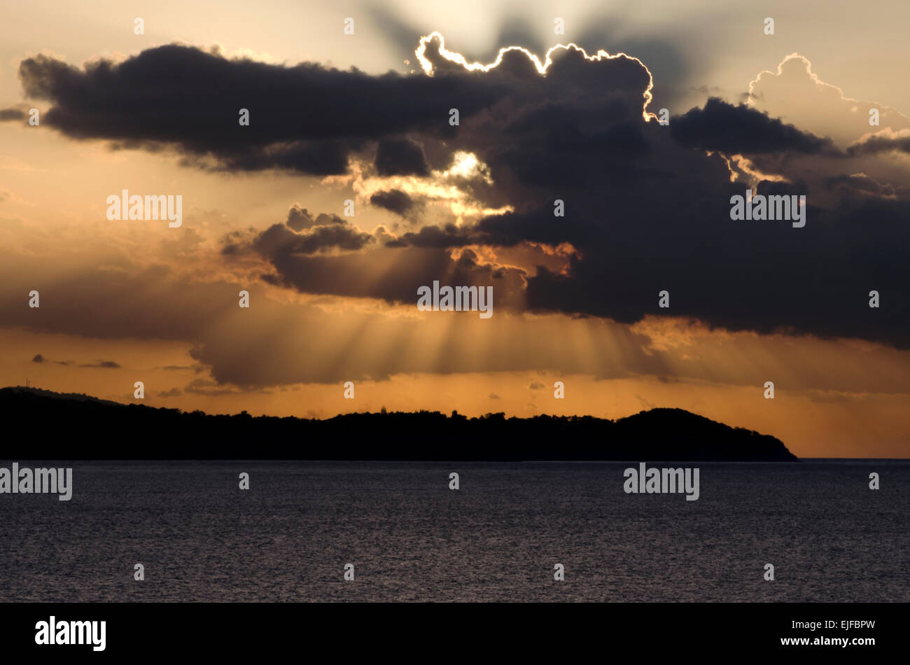 Montego Bay sunset, with crepuscular rays Stock Photo - Alamy