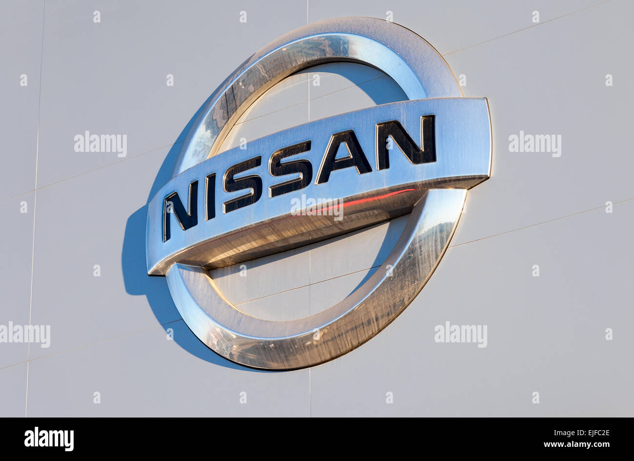 Nissan dealership sign. Nissan is a Japanese multinational automaker ...