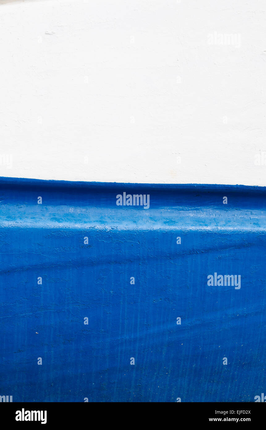Wooden ship hull in Mediterranean blue and white colors Stock Photo - Alamy