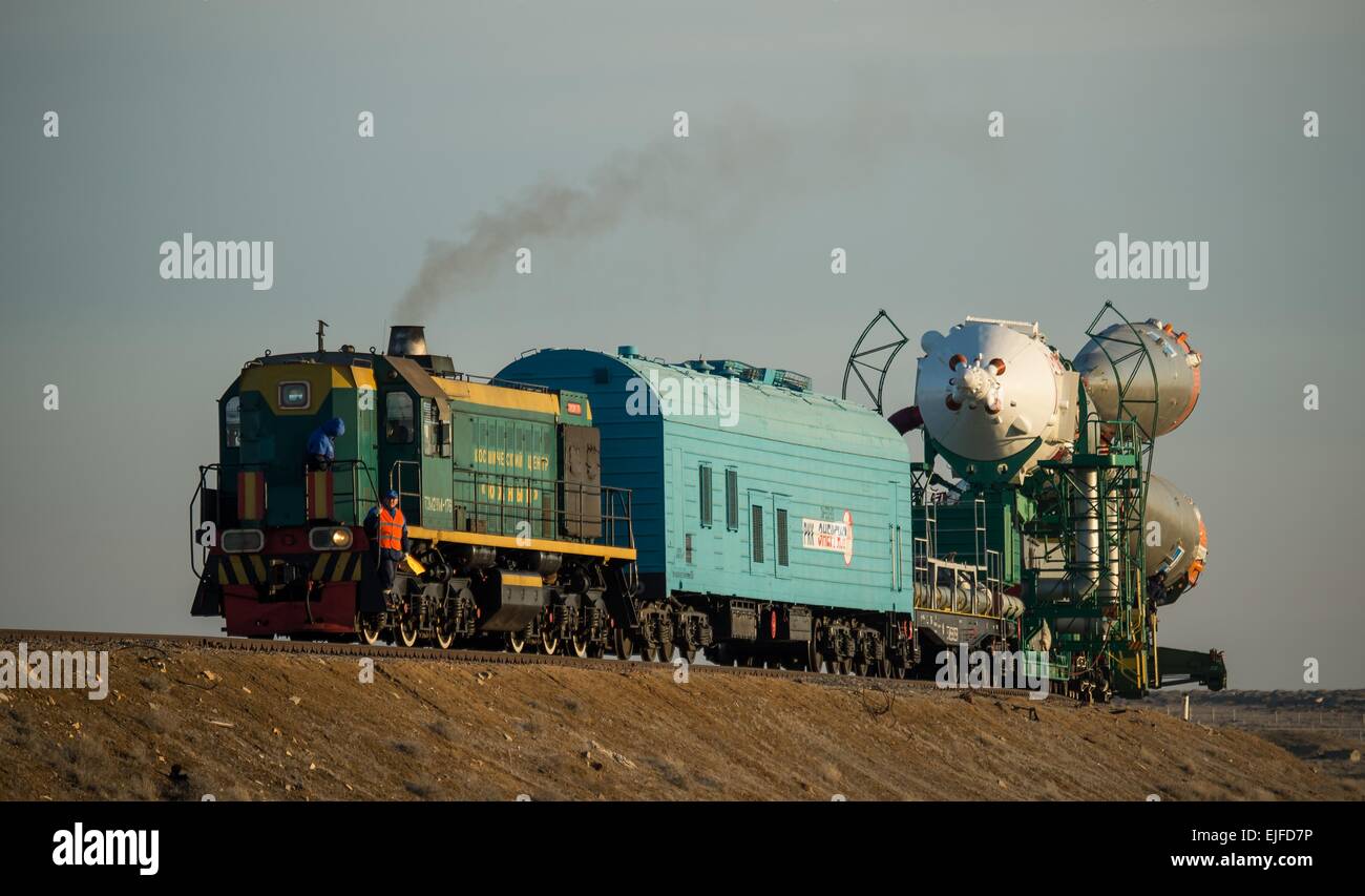 Baikonur Cosmodrome in Kazakhstan. 25th March, 2015. The Soyuz TMA-16M ...