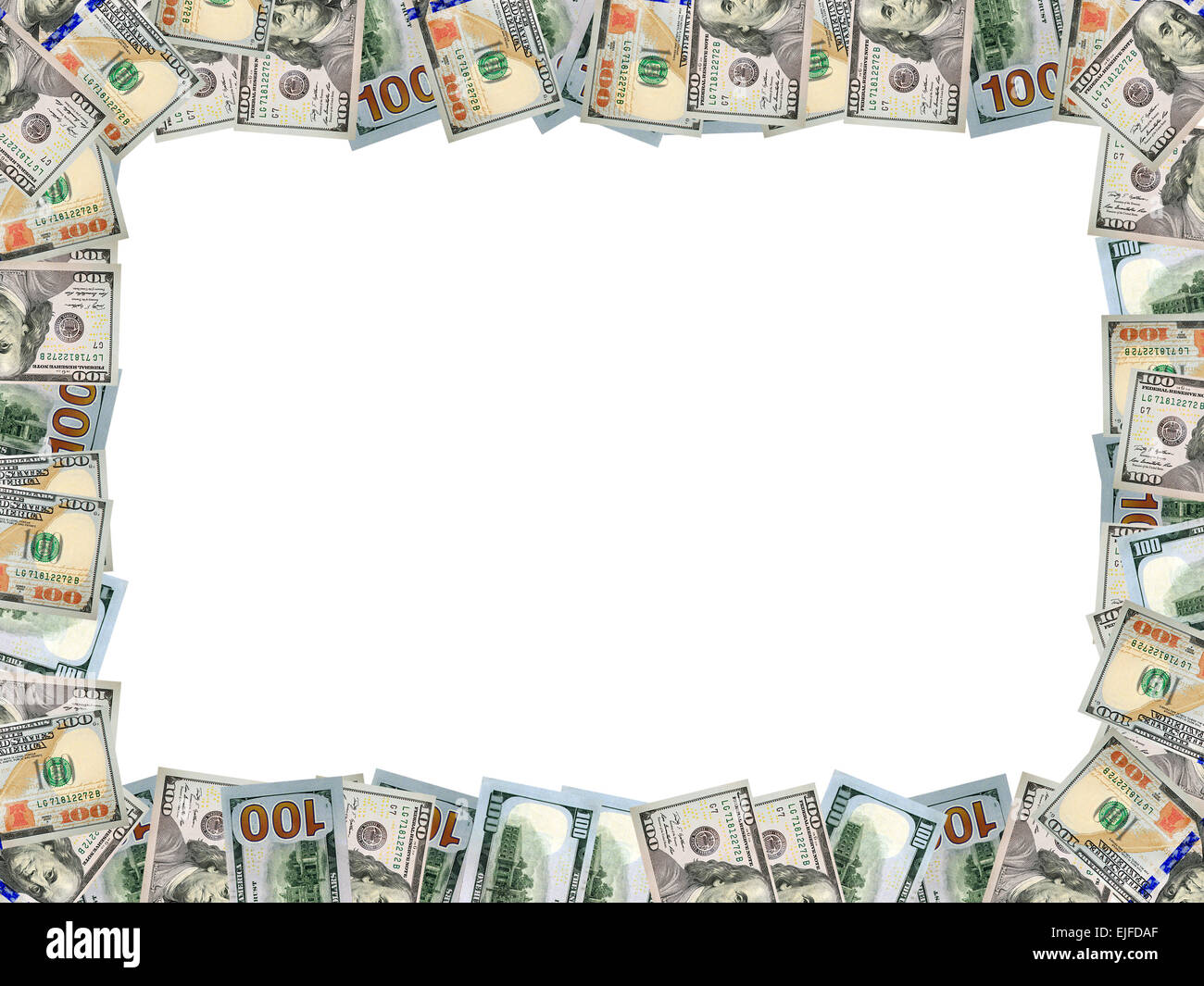 Frame from the dollars isolated on the white background Stock Photo - Alamy