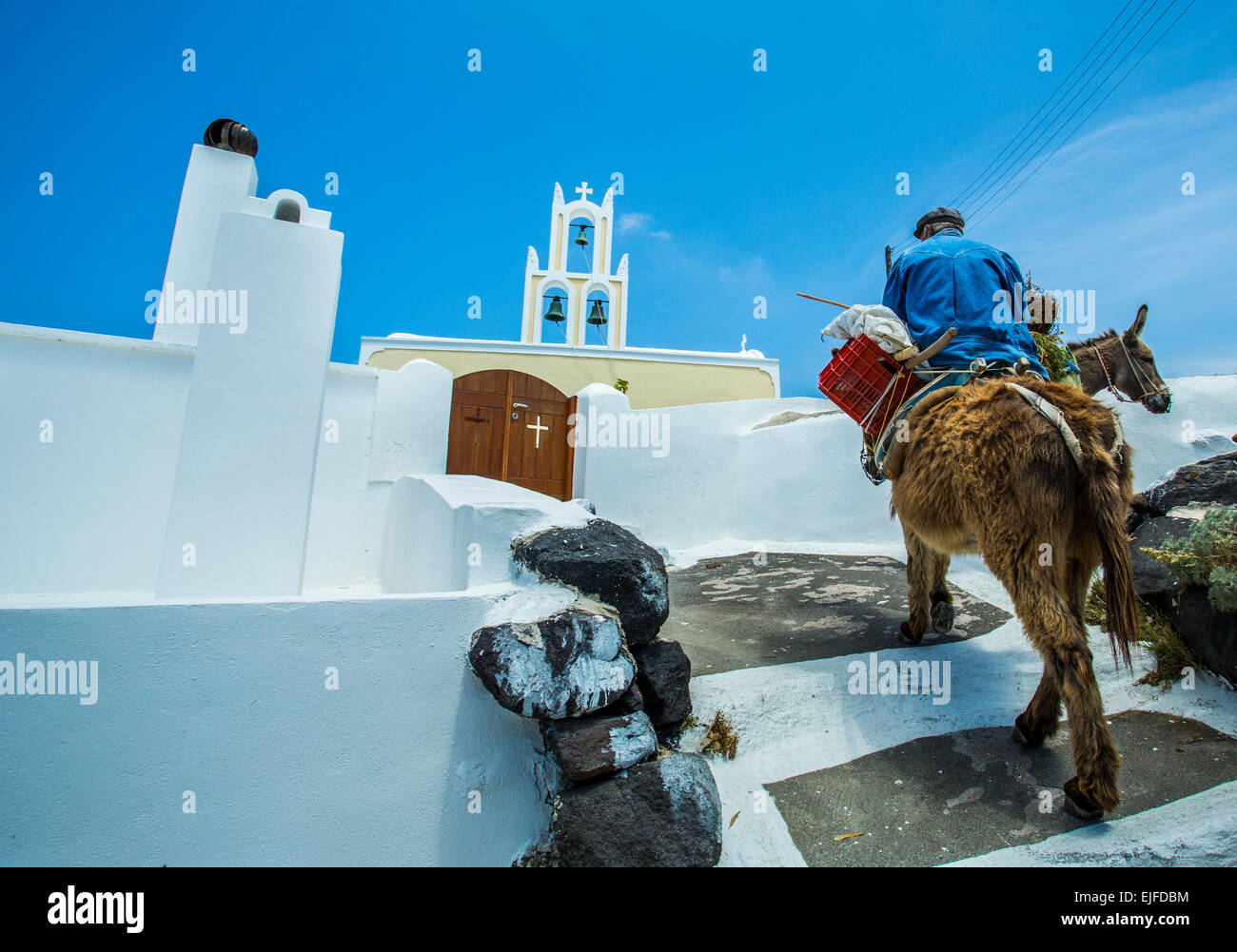 Santorini man with donkey hi-res stock photography and images - Alamy