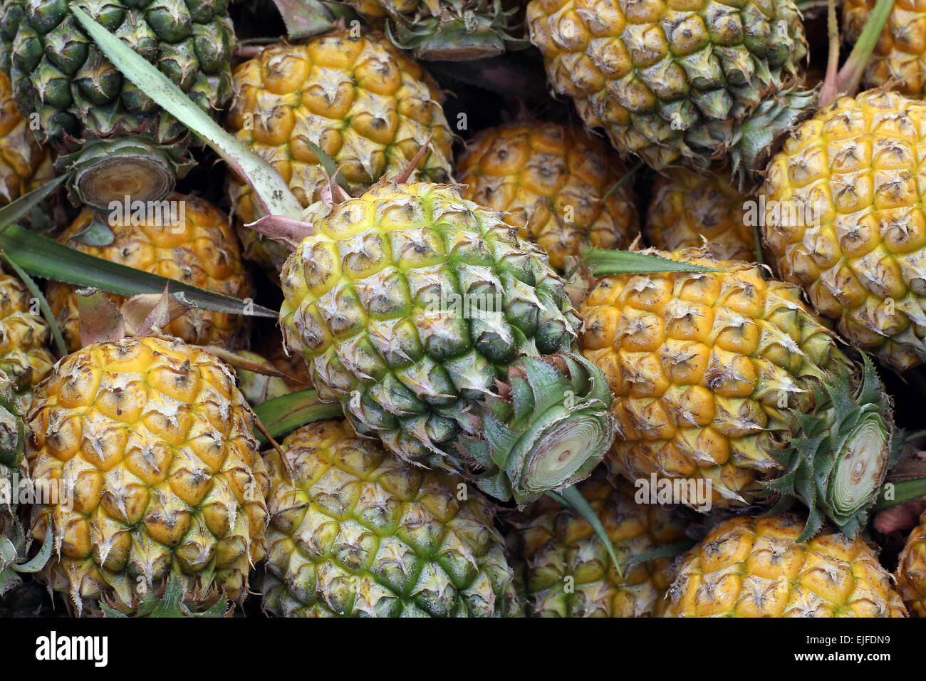 Fresh pineapple at fruit market Stock Photo - Alamy