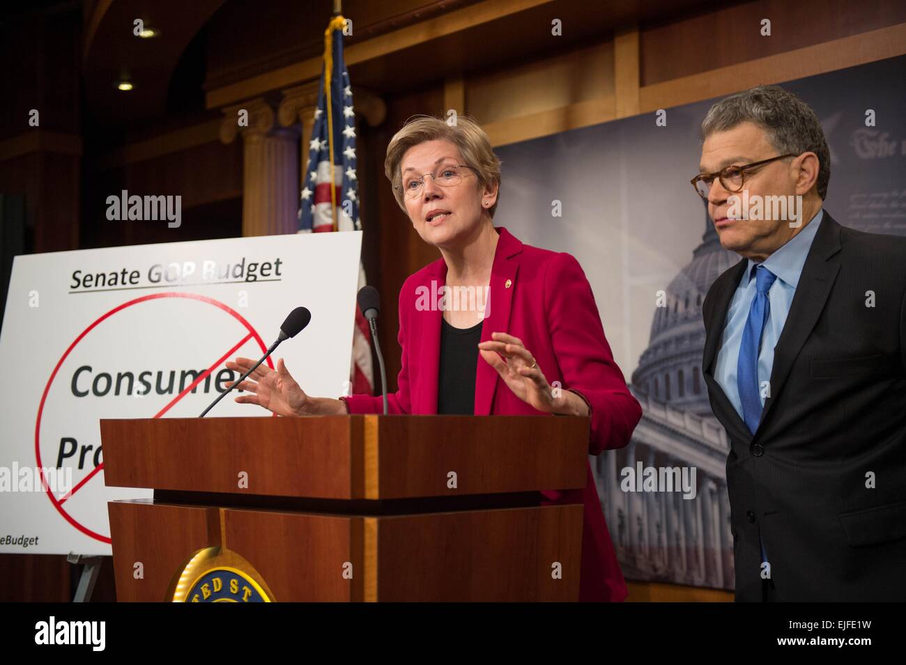 US Senator Elizabeth Warren joined by Senator Al Franken comments on ...