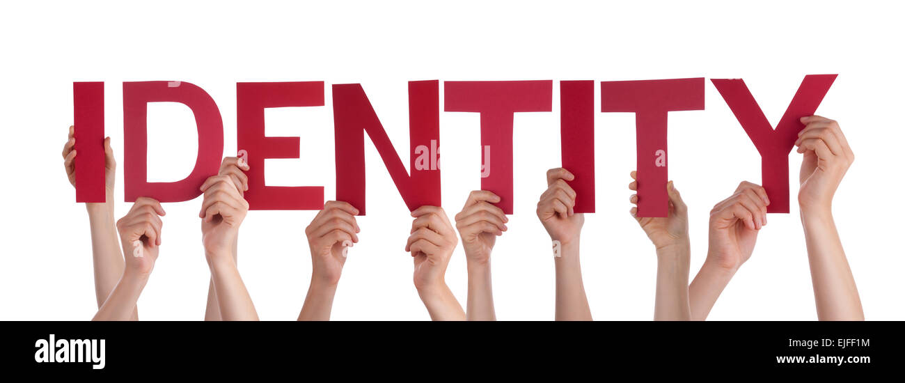 Many Caucasian People And Hands Holding Red Straight Letters Or ...