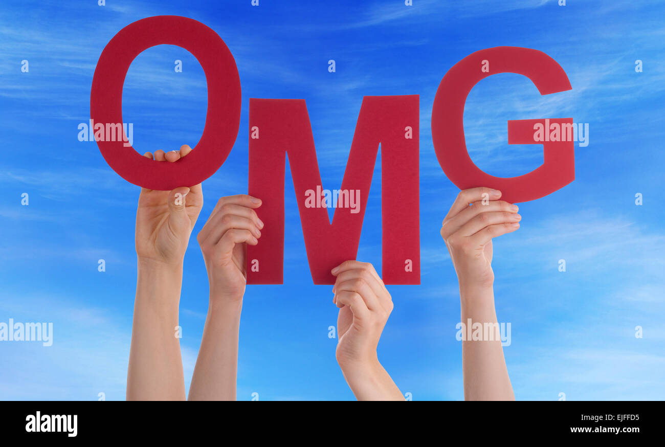 Many Caucasian People And Hands Holding Red Letters Or Characters ...