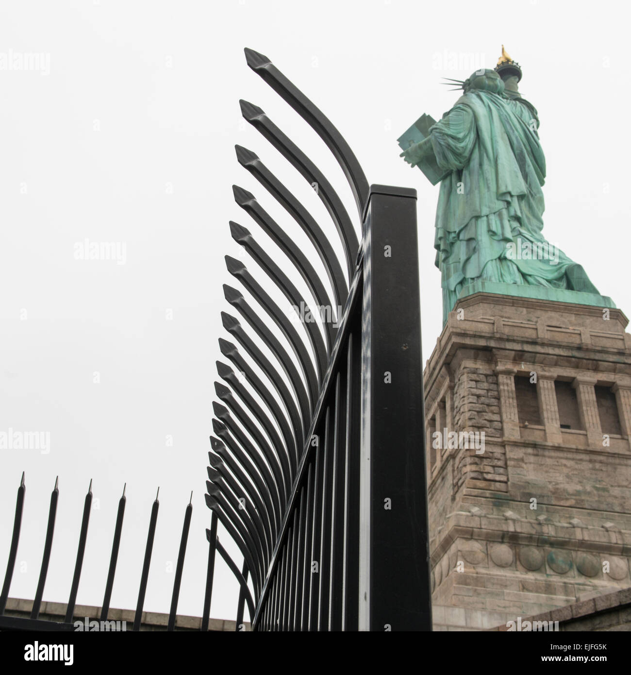 Low angle rear view of the Statue of Liberty, Liberty Island, Manhattan ...