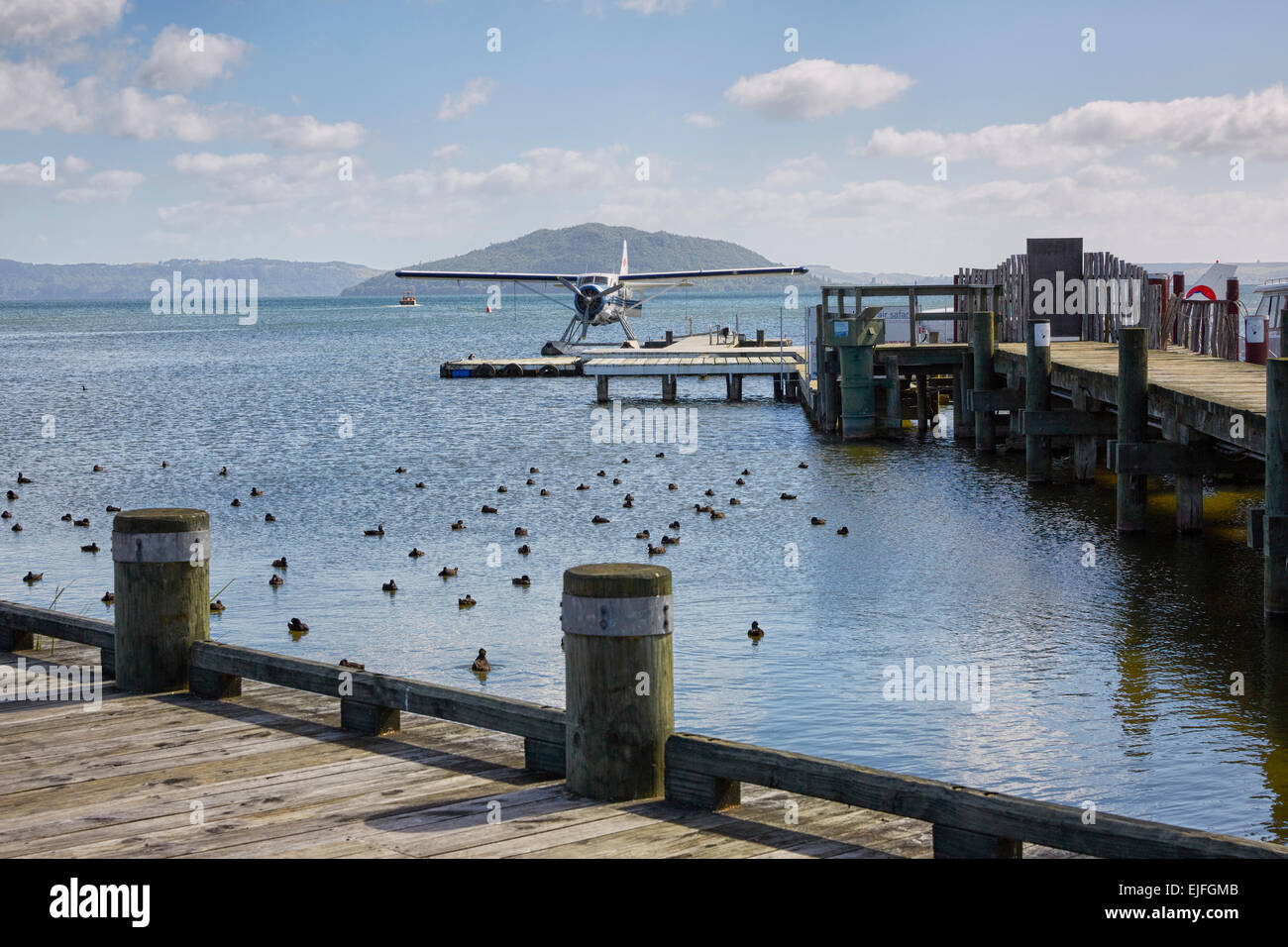 Float plane, Wharf Lake, Rotorua, North Island, New Zealand Stock Photo ...
