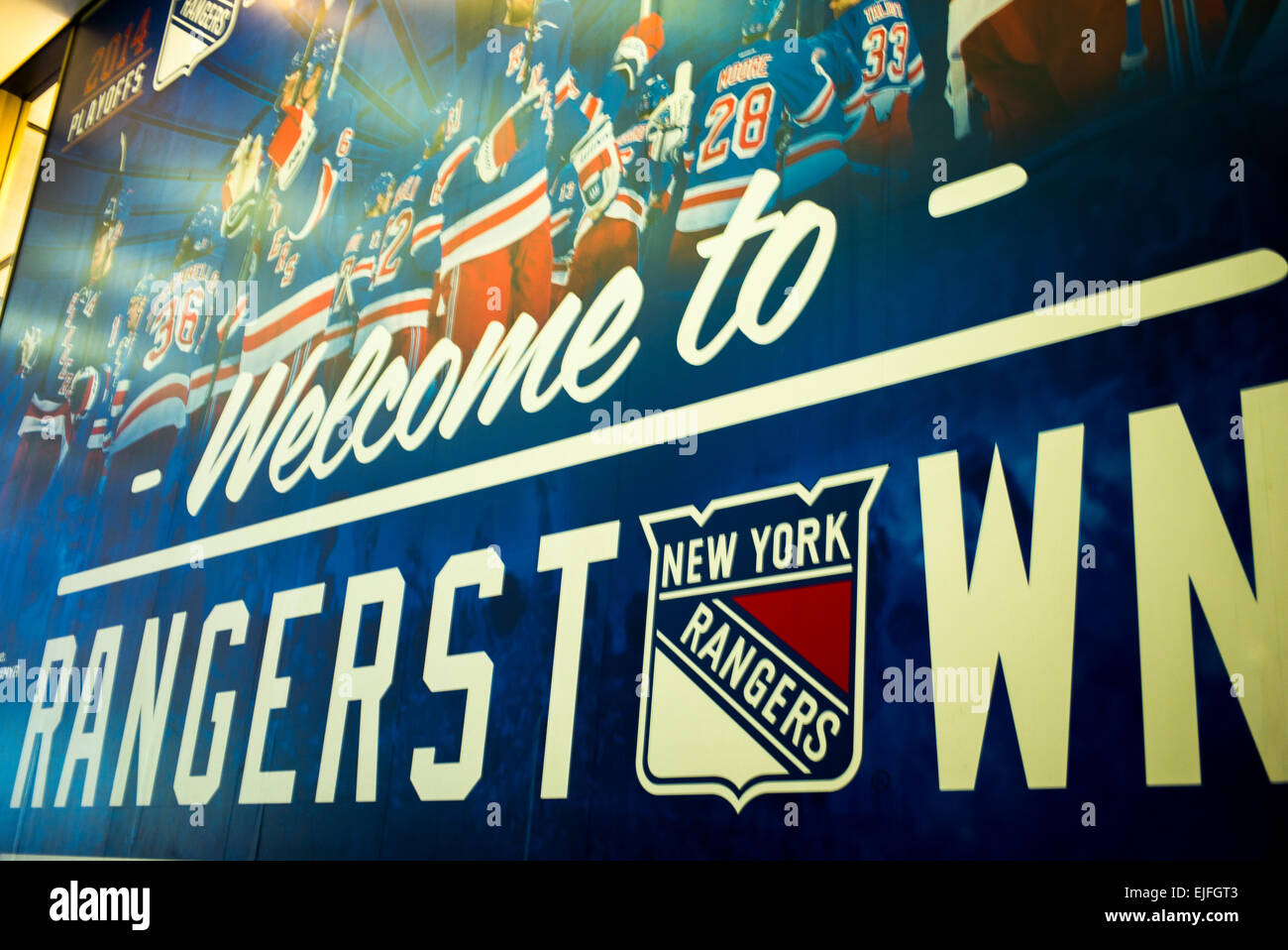 New York Rangers signboard at Madison Square Garden, Manhattan, New ...
