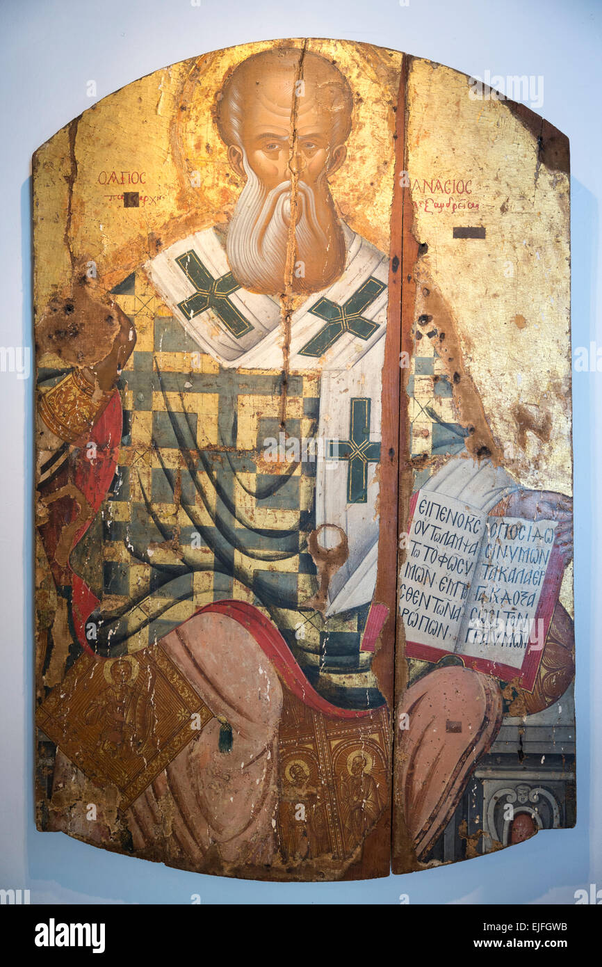 Ornate Greek Orthodox religious iconic painting of saints in gallery at ...