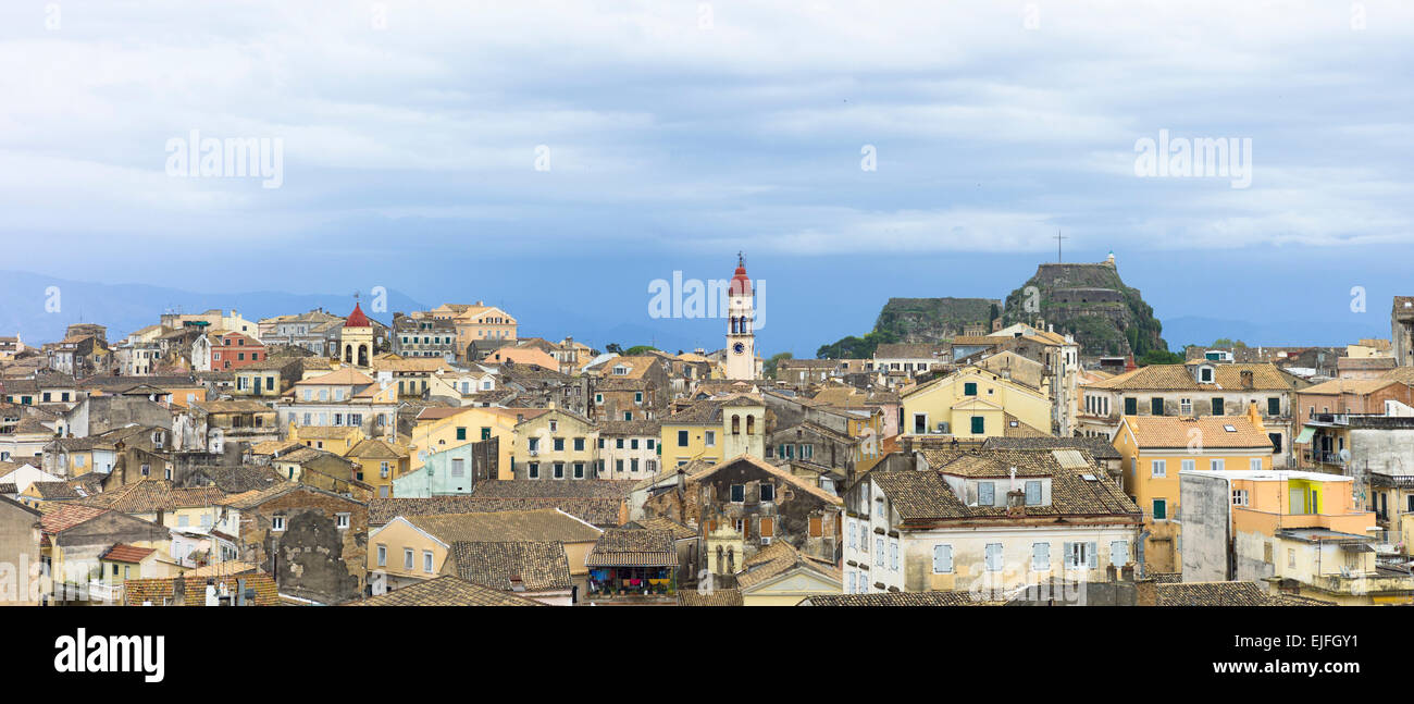 Panorama of Kerkyra, Corfu Town with Old Fort, The Paleo Frourio in ...