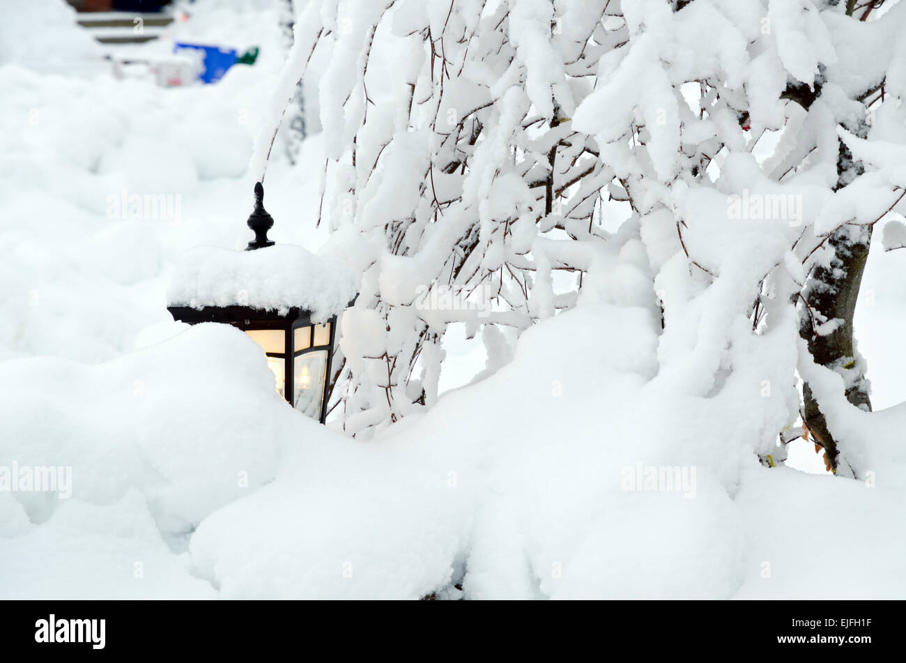 Snow winter in small Canadian town Stock Photo - Alamy