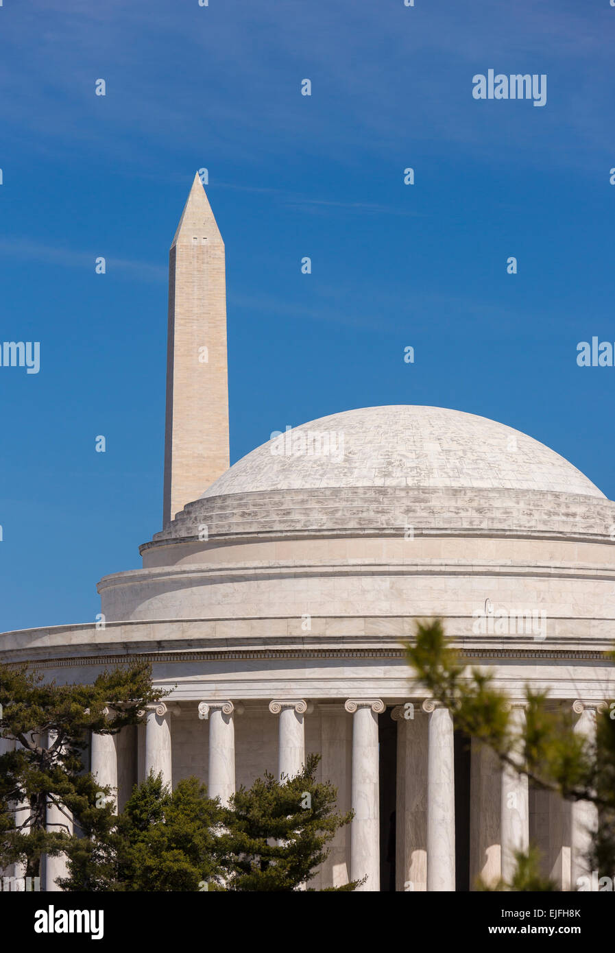 WASHINGTON, DC, USA - Jefferson Memorial and Washington Monument at ...