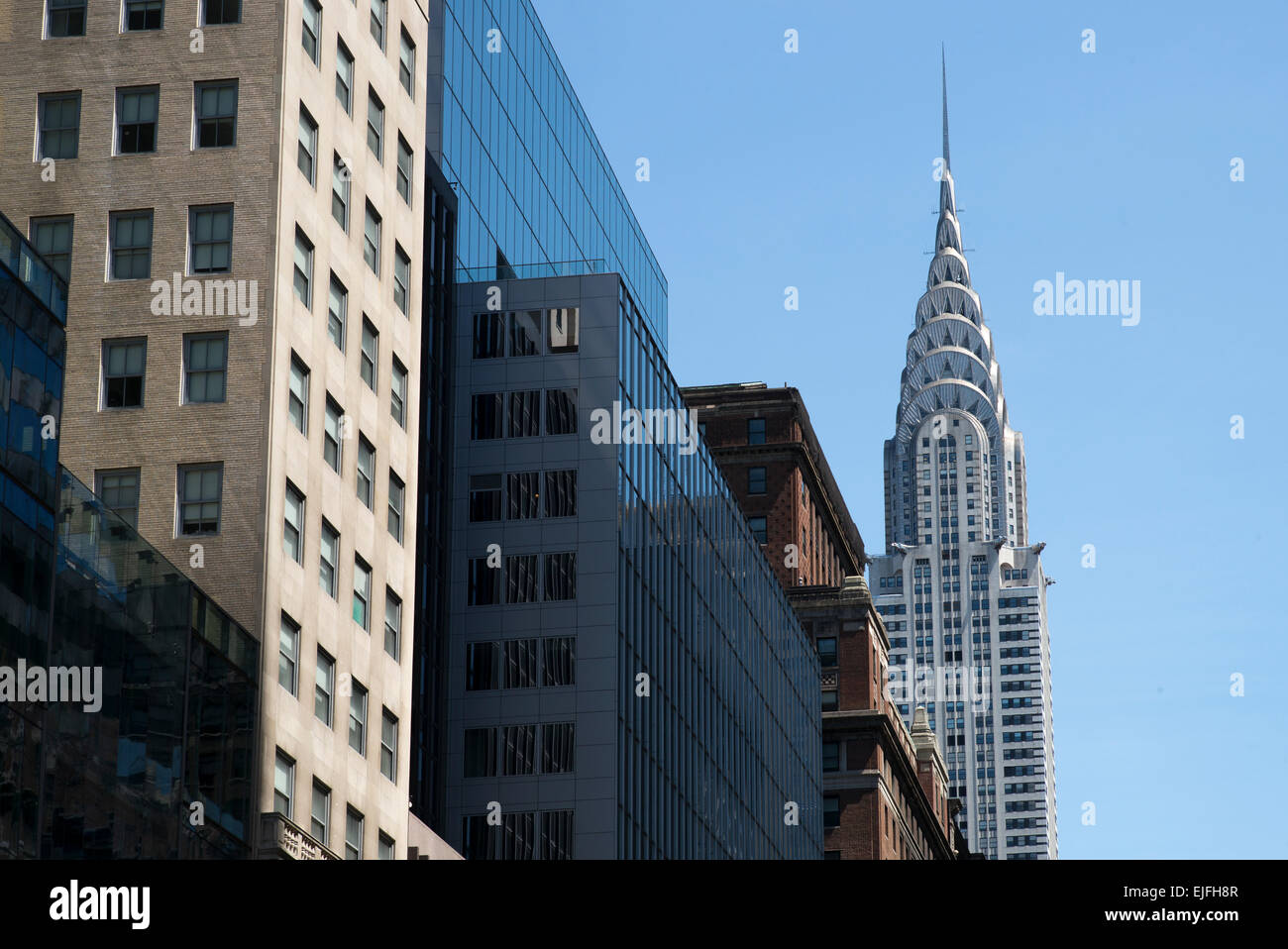 Low angle view of buildings, Chrysler Building, Manhattan, New York ...