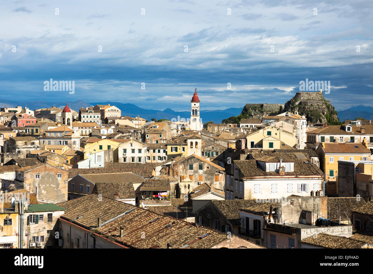 Panorama of Kerkyra, Corfu Town with Old Fort, The Paleo Frourio in ...