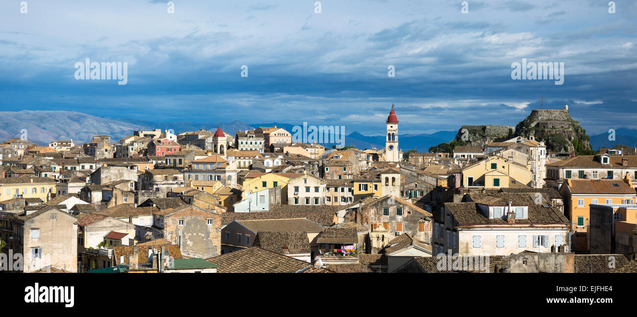 Panorama of Kerkyra, Corfu Town with Old Fort, The Paleo Frourio in ...