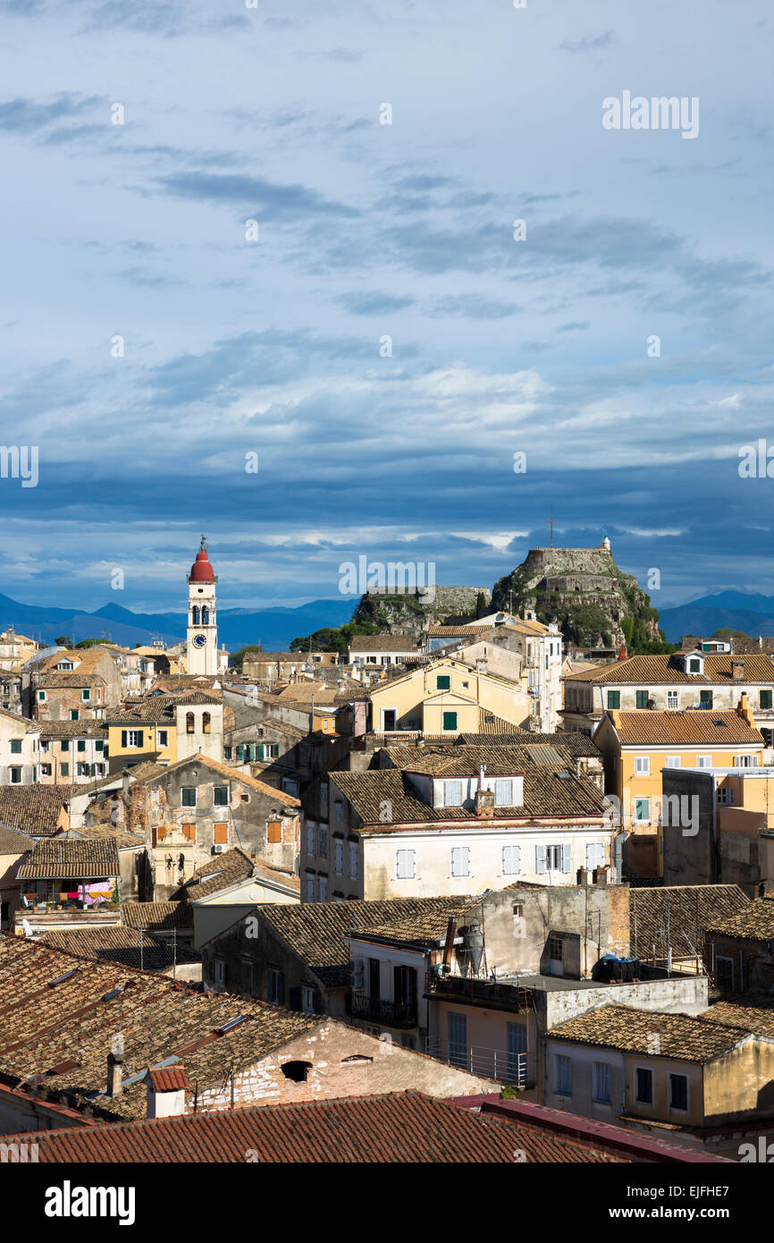 Panorama of Kerkyra, Corfu Town with Old Fort, The Paleo Frourio in ...