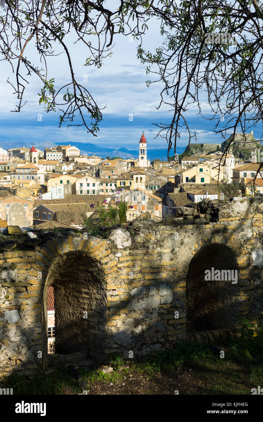Panorama of Kerkyra, Corfu Town with Old Fort, The Paleo Frourio in ...