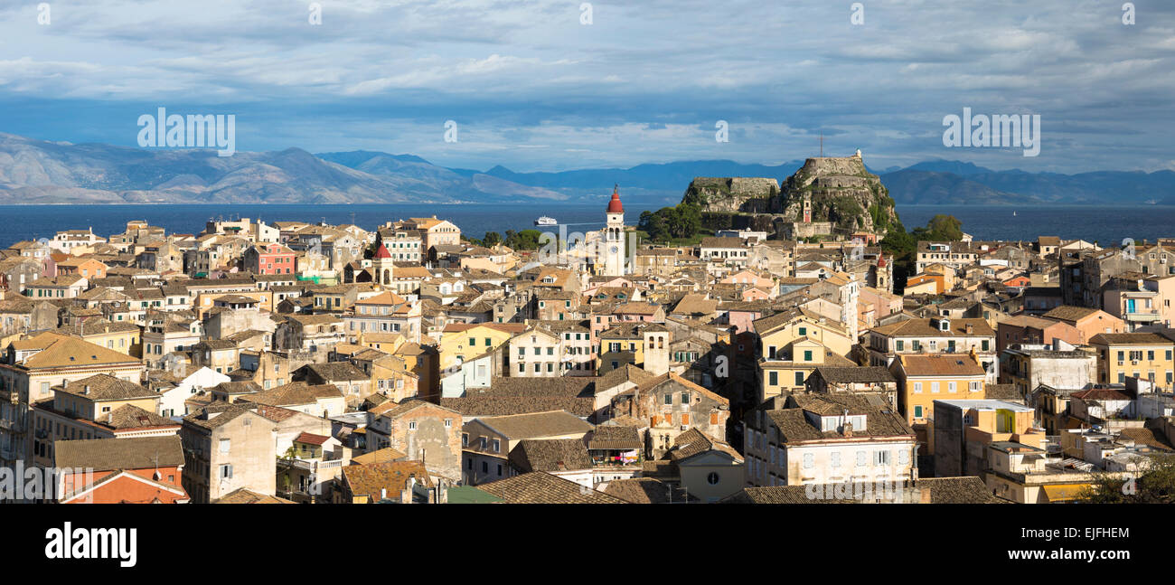 Panorama of Kerkyra, Corfu Town with Old Fort, The Paleo Frourio in ...