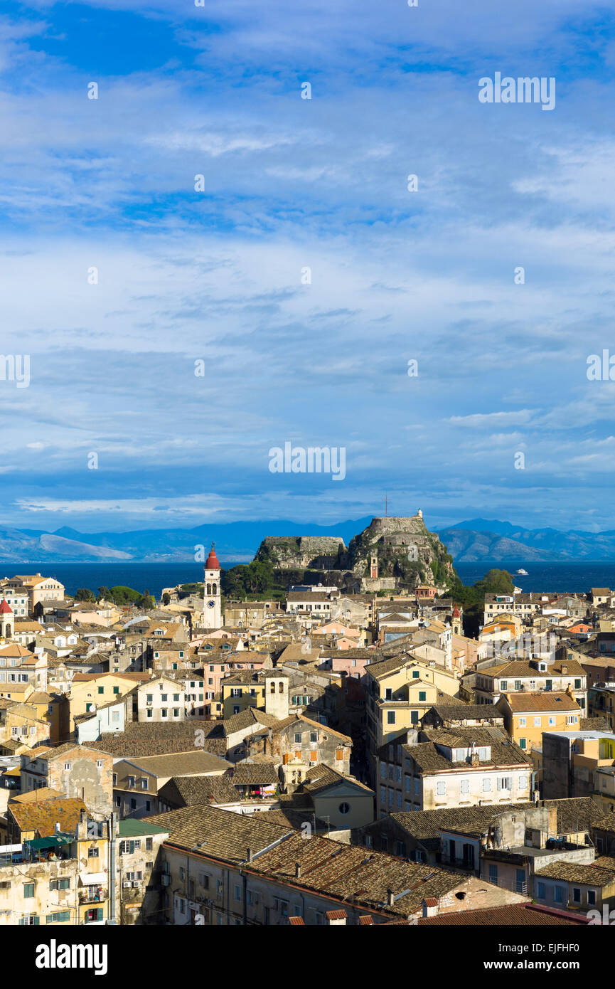 Panorama of Kerkyra, Corfu Town with Old Fort, The Paleo Frourio in ...