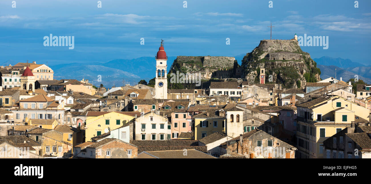 Panorama of Kerkyra, Corfu Town with Old Fort, The Paleo Frourio in ...