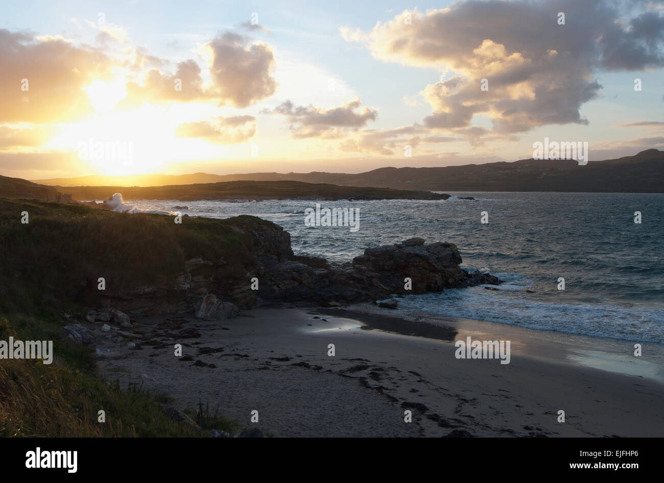 Sunset over Sheephaven Bay, Portnablagh, County Donegal, Ireland Stock ...