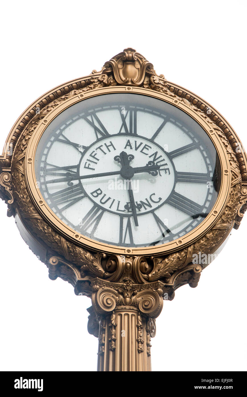Fifth Avenue Building street clock, Midtown, Manhattan, New York City ...