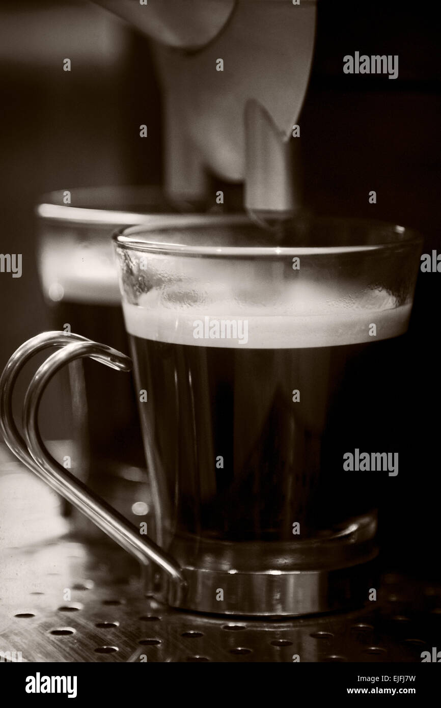 Two small cups of fresh brewed espresso Stock Photo - Alamy