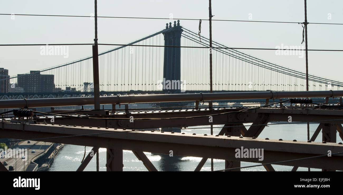 View of the Manhattan Bridge, Lower Manhattan, New York City, New York ...