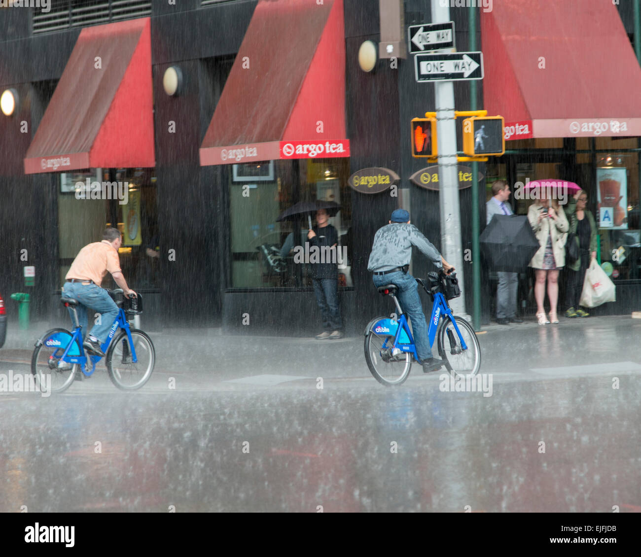 View of a street in rain, Midtown, Manhattan, New York City, New York ...