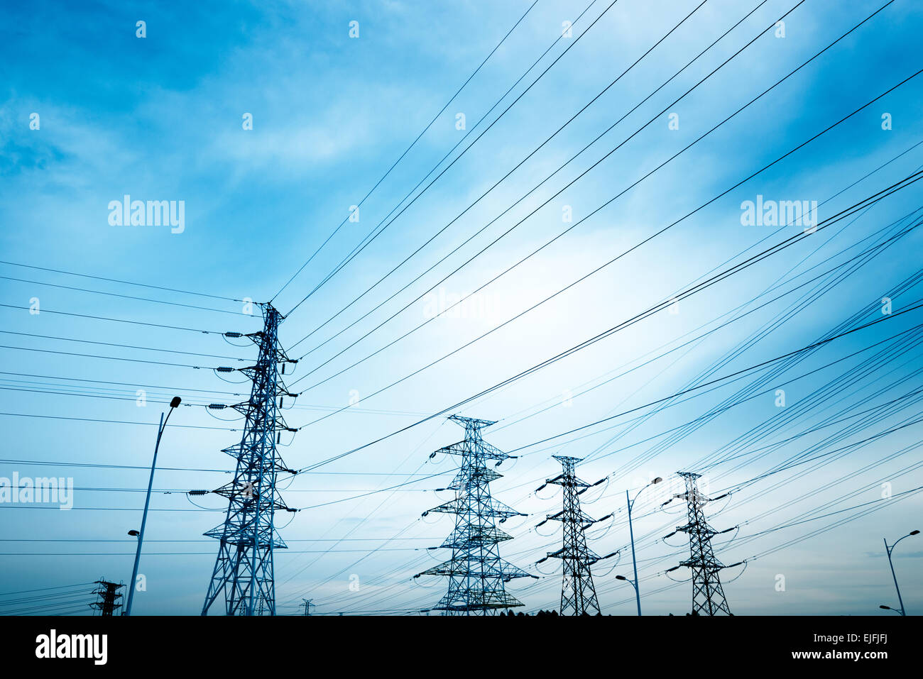 high voltage post.High-voltage tower sky background Stock Photo - Alamy